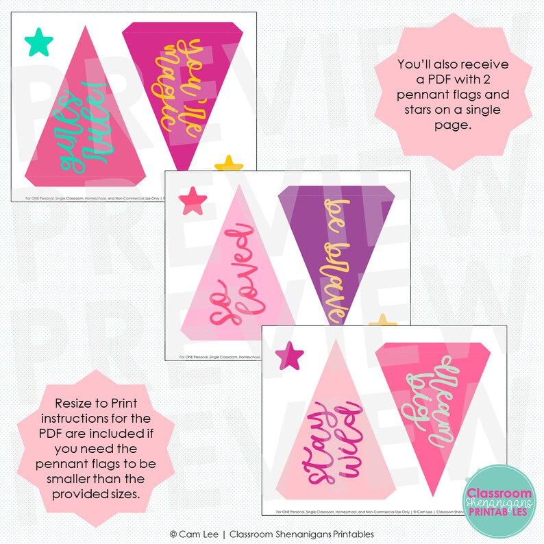 Printable Pennant Banners for Girls Printable Pennant Flag Kids Basket ...