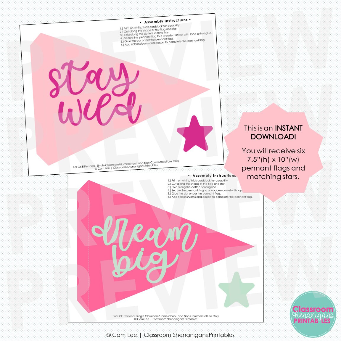 Printable Pennant Banners for Girls | Printable Pennant Flag | Kids ...