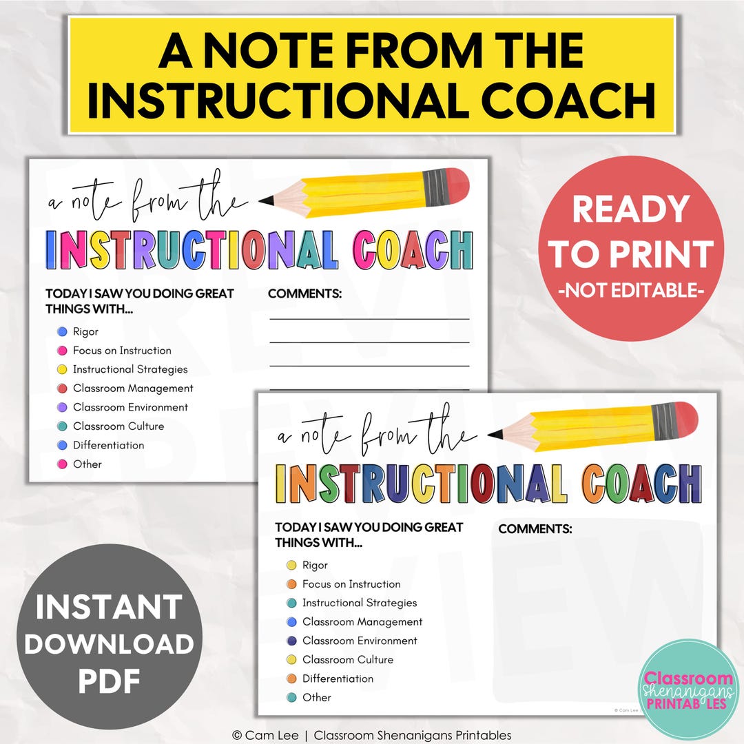 Instructional Coach Mail Printable | A Note From the Instructional ...