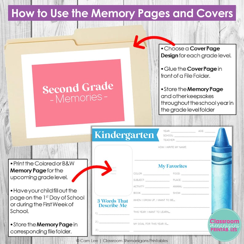 School Memory Box Printable | Kids Keepsake Journal | First Day of ...