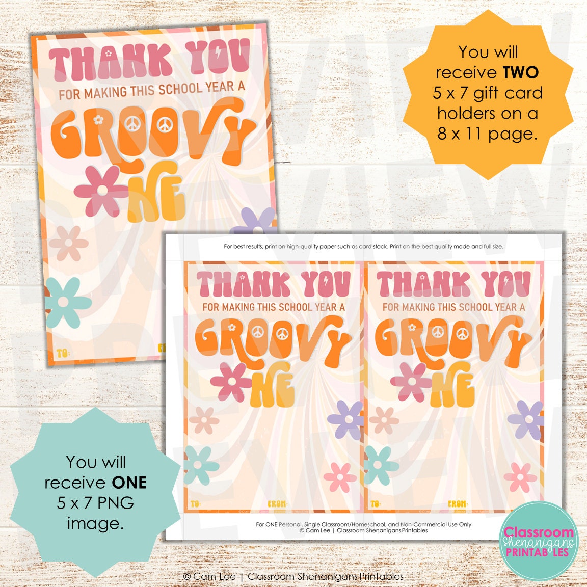 Groovy Teacher Printable Gift Card Holder Happy Teacher Appreciation ...