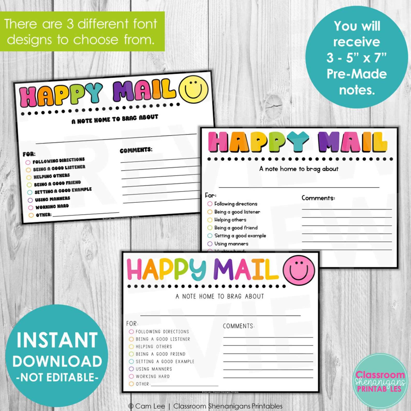 Colorful Happy Mail | Positive Note From the Teacher | Teacher Feedback ...