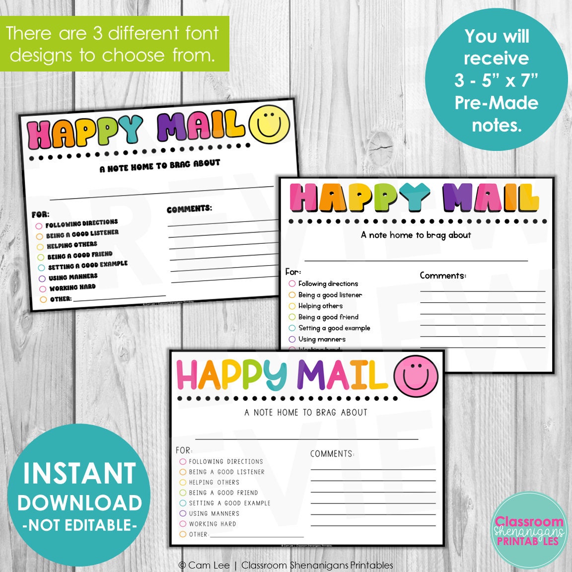 Colorful Happy Mail | Positive Note From the Teacher | Teacher Feedback ...