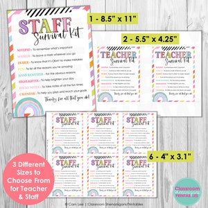 Teacher Survival Kit Printable | Teacher Staff Appreciation Gift Tag ...