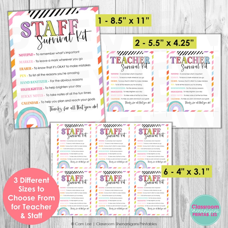 Teacher Survival Kit Printable | Teacher Staff Appreciation Gift Tag ...