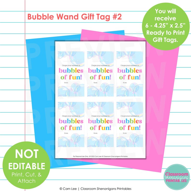 Bubbles With Fun Wand Gift Tags | End of Year Student Gift Tag ...