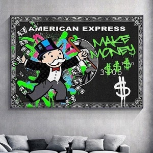 Modern Alec Graffiti Canvas Print - Monopoly Millionaire Street Art ...