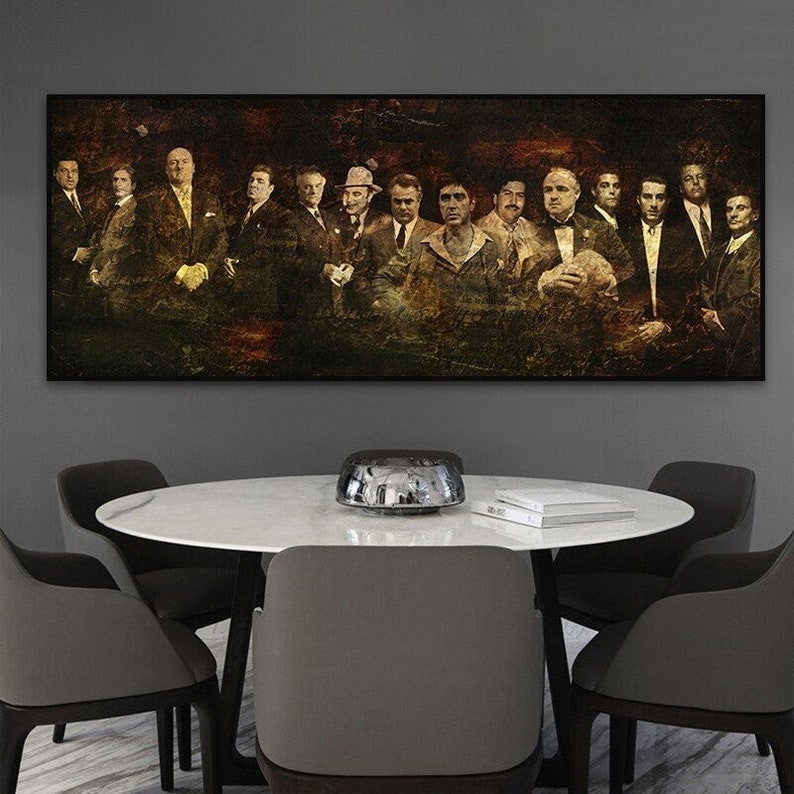 Retro Mafia Leader Posters Gangpad Godfather Art Canvas Print for Large ...