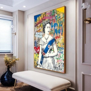 Queen Elizabeth II Brainwash Pop Art Canvas Painting A Thought ...