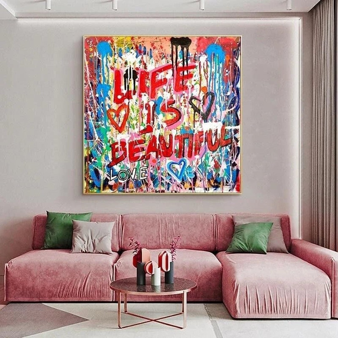Life is Beautiful Graffiti Canvas Print Street-wise Wisdom for Your ...