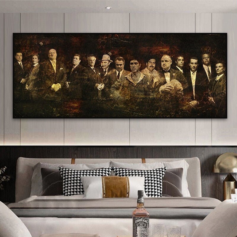 Retro Mafia Leader Posters Gangpad Godfather Art Canvas Print for Large ...