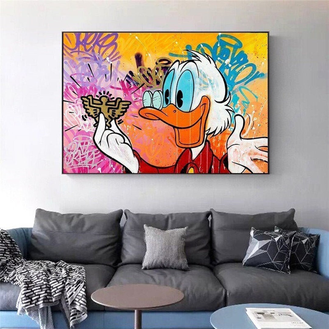 Donald Duck Graffiti Cartoon Canvas Wall Art - Disney Fashion Painting ...