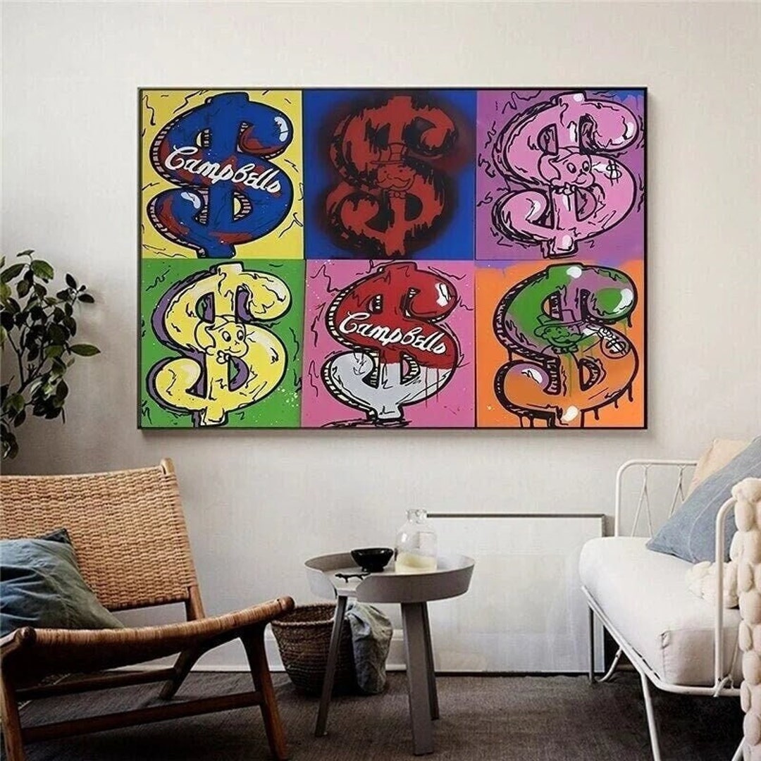 Colorful Dollar Signs Graffiti Art Canvas Painting - Modern and Eye ...