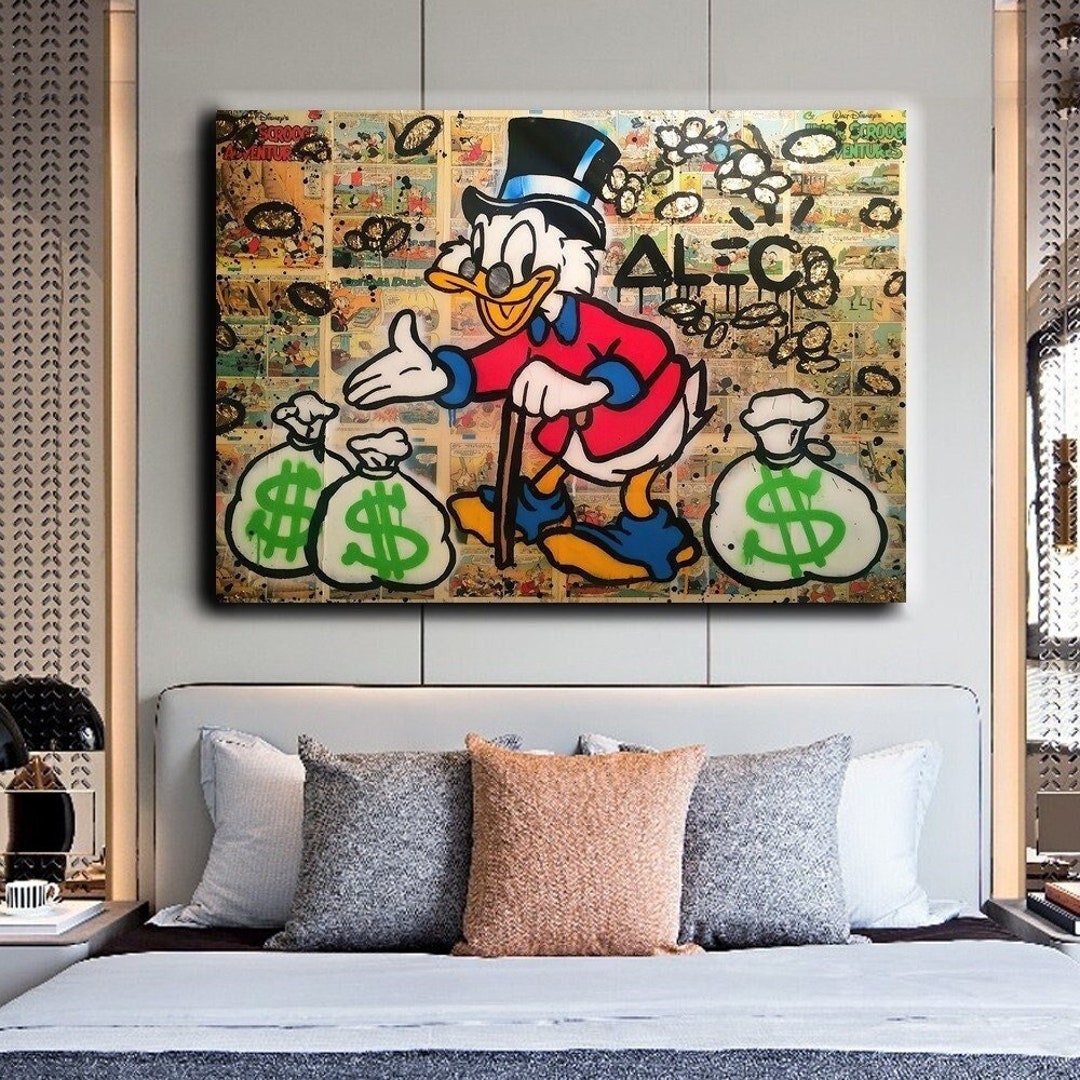 Donald Duck Graffiti Art Monopoly Canvas Wall Print - Disney Home Decor ...