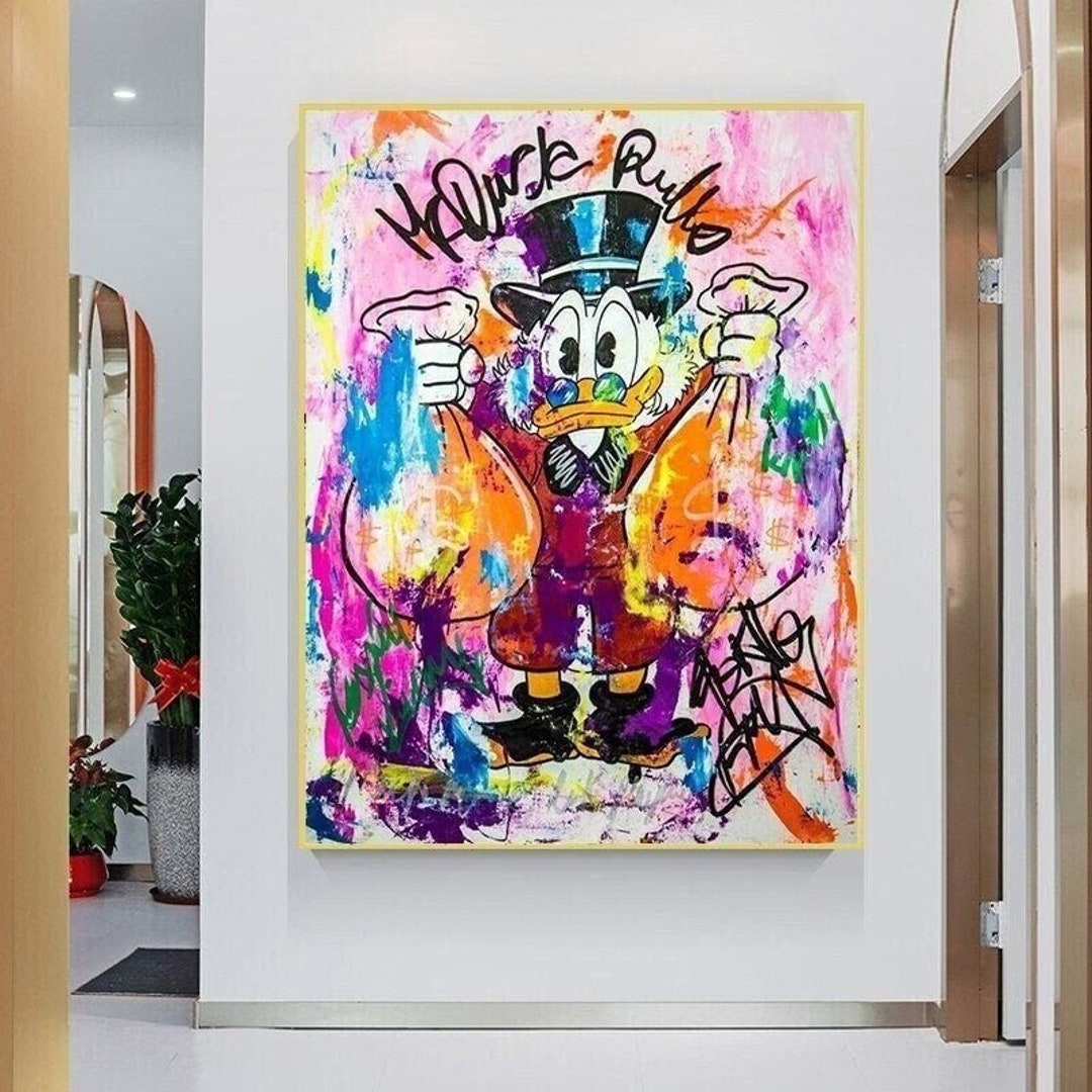 Donald Duck Rich Money Graffiti Art Canvas Vibrant and Eye-catching ...