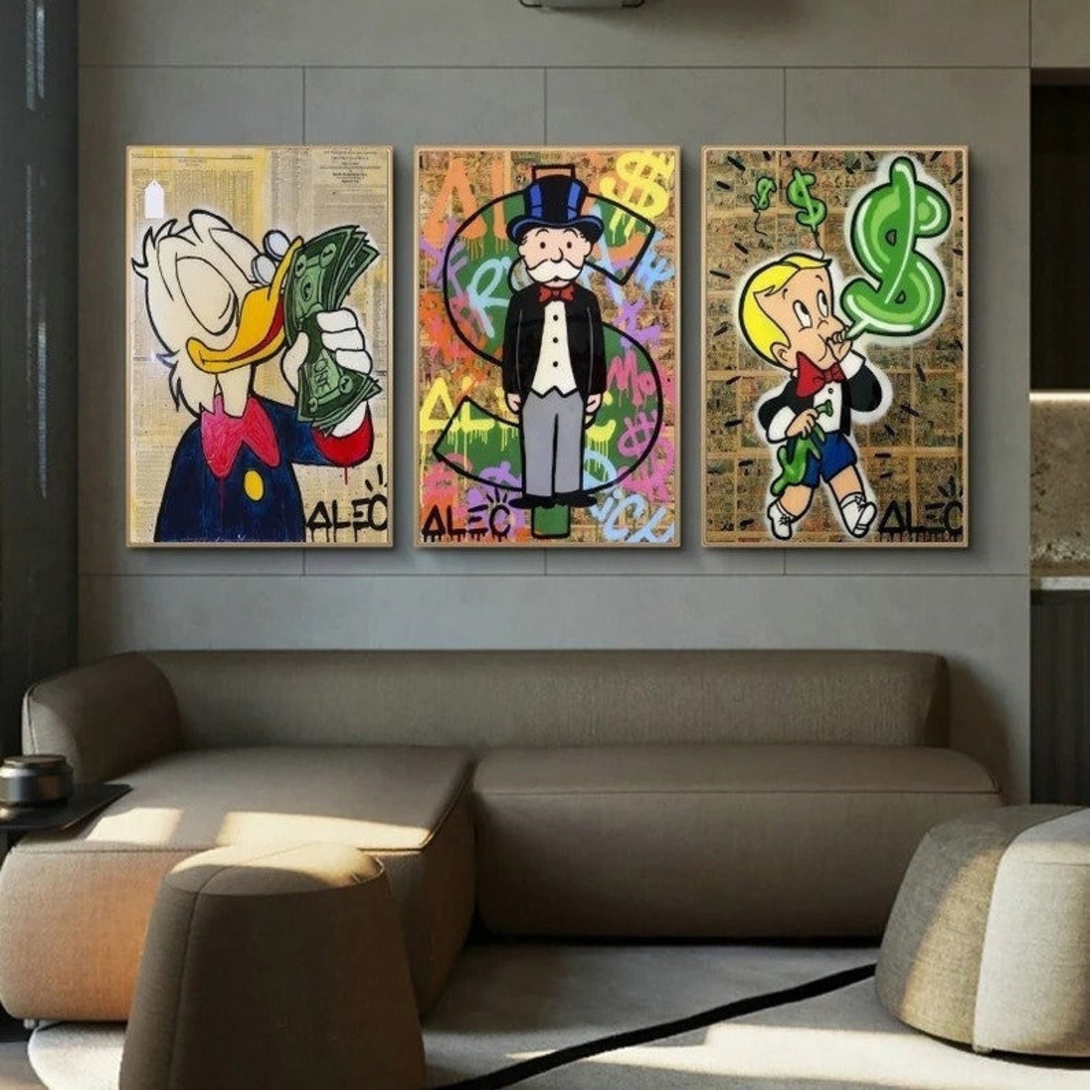 Monopoly Money Graffiti Art Canvas Wall Decor for Living Room Posters ...