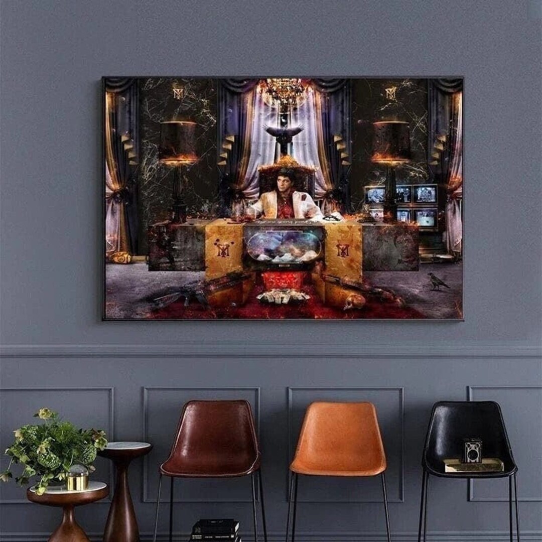 Tony Montana Office Canvas Print - Modern Living Room Decor - Etsy