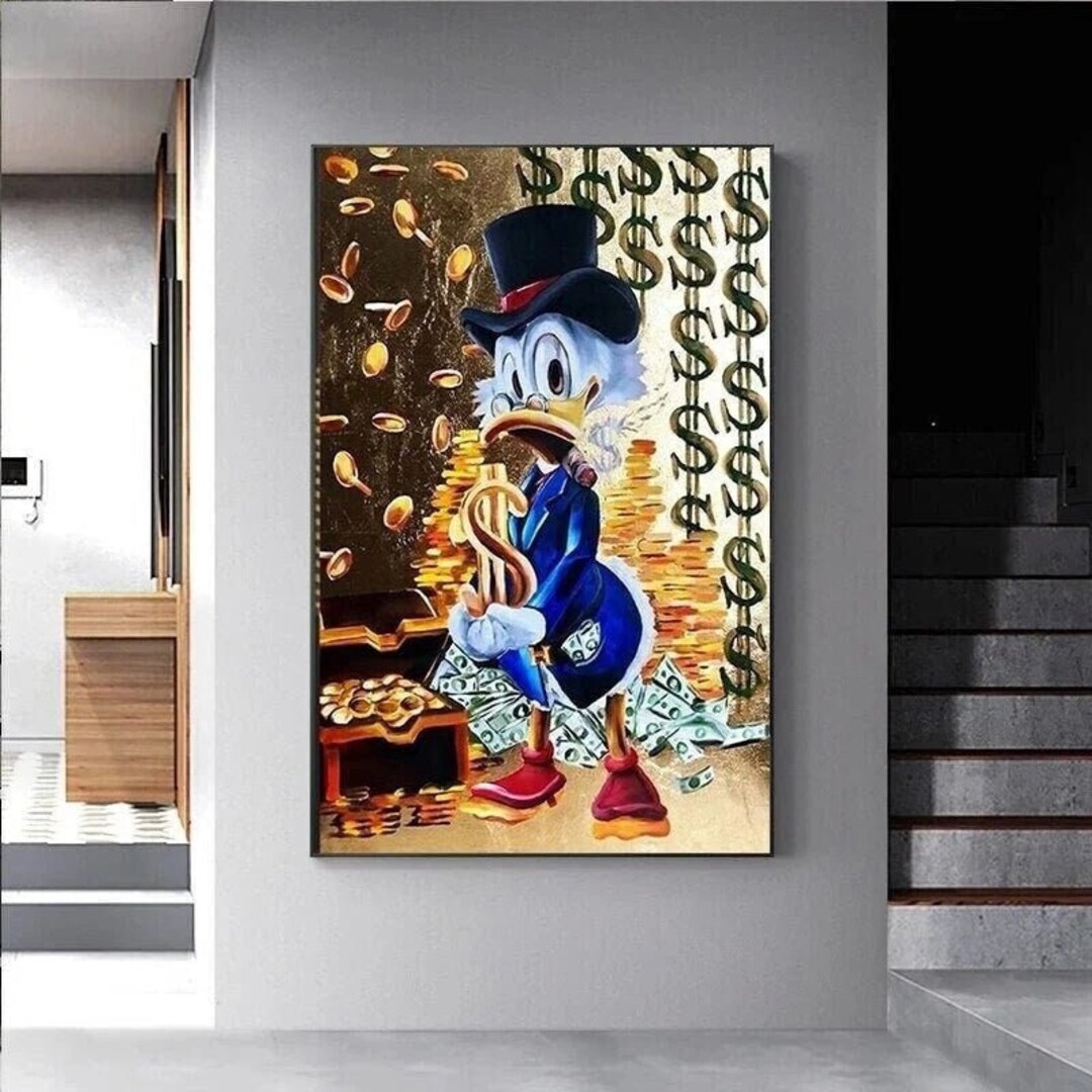 Donald Duck Dollar Graffiti Canvas Print - Vibrant Home Decor Piece - Etsy