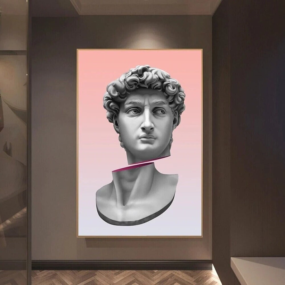 Vaporwave David Canvas Sculpture Unique Living Room Wall Art for ...