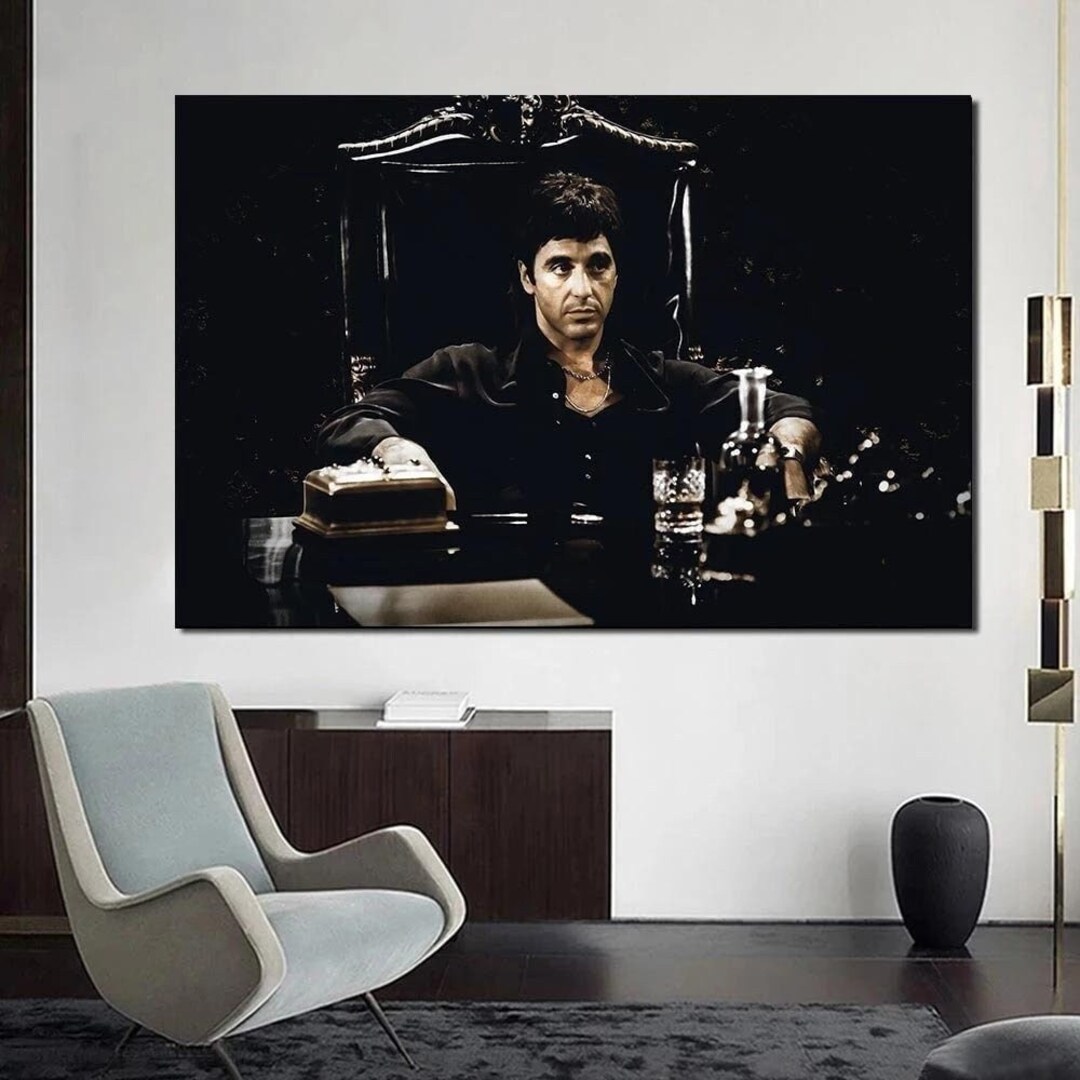 Scarface Movie Poster - Large Canvas Print of Tony Montana Portrait for ...