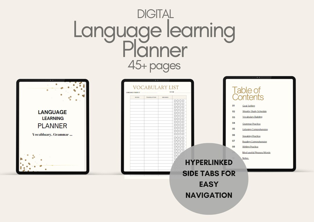 Language Learning Planner, Notebook Study Journal, iPad Notes or ...