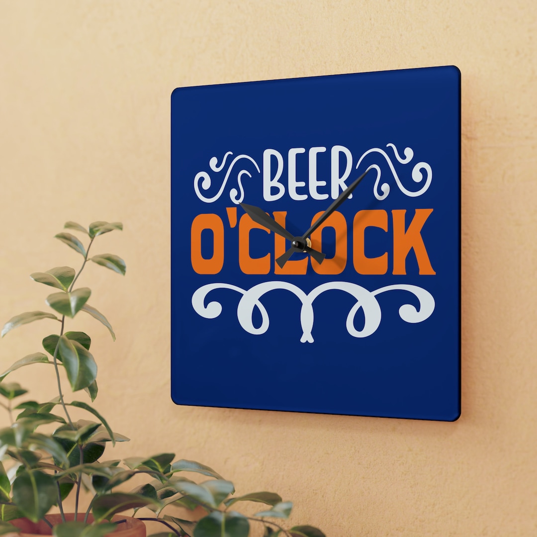 Beer O'clock, Wall Clock, Man Cave, Gift for Dad, Gift for Him, White ...