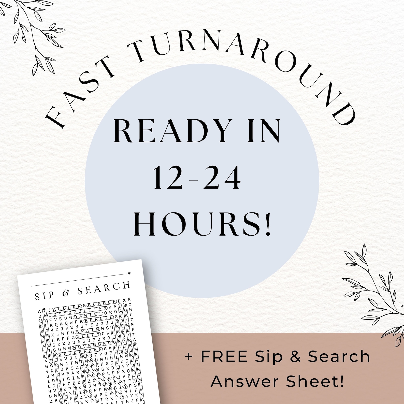 Custom Wordsearch Puzzle, Sip and Solve Giant Word Search Puzzle ...