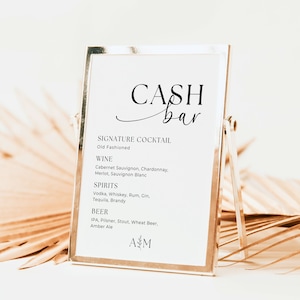 Wedding Cash Bar Sign | Modern Minimalist | Wedding Bar Drink Menu ...