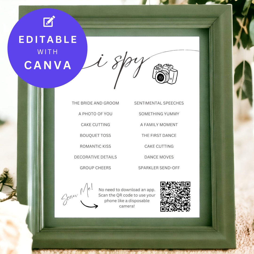 I Spy Wedding Game With QR Code | Wedding Photo Hunt Game | Reception ...