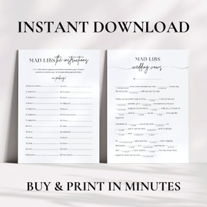 Wedding Vow Mad Libs | Bridal Shower Game | Bridal Shower or Wedding ...