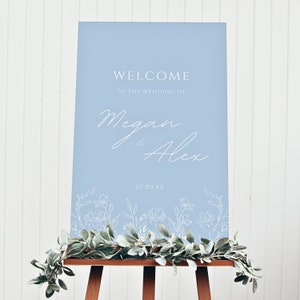 Dusty Blue Wedding Reception Welcome Sign Editable Template | Blue ...