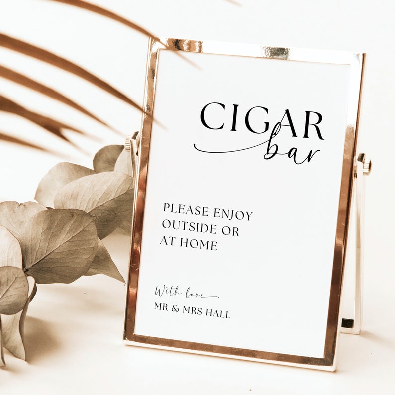 Wedding Sign Cigar | Wedding Cigar Bar Template | Cigar and Whiskey ...