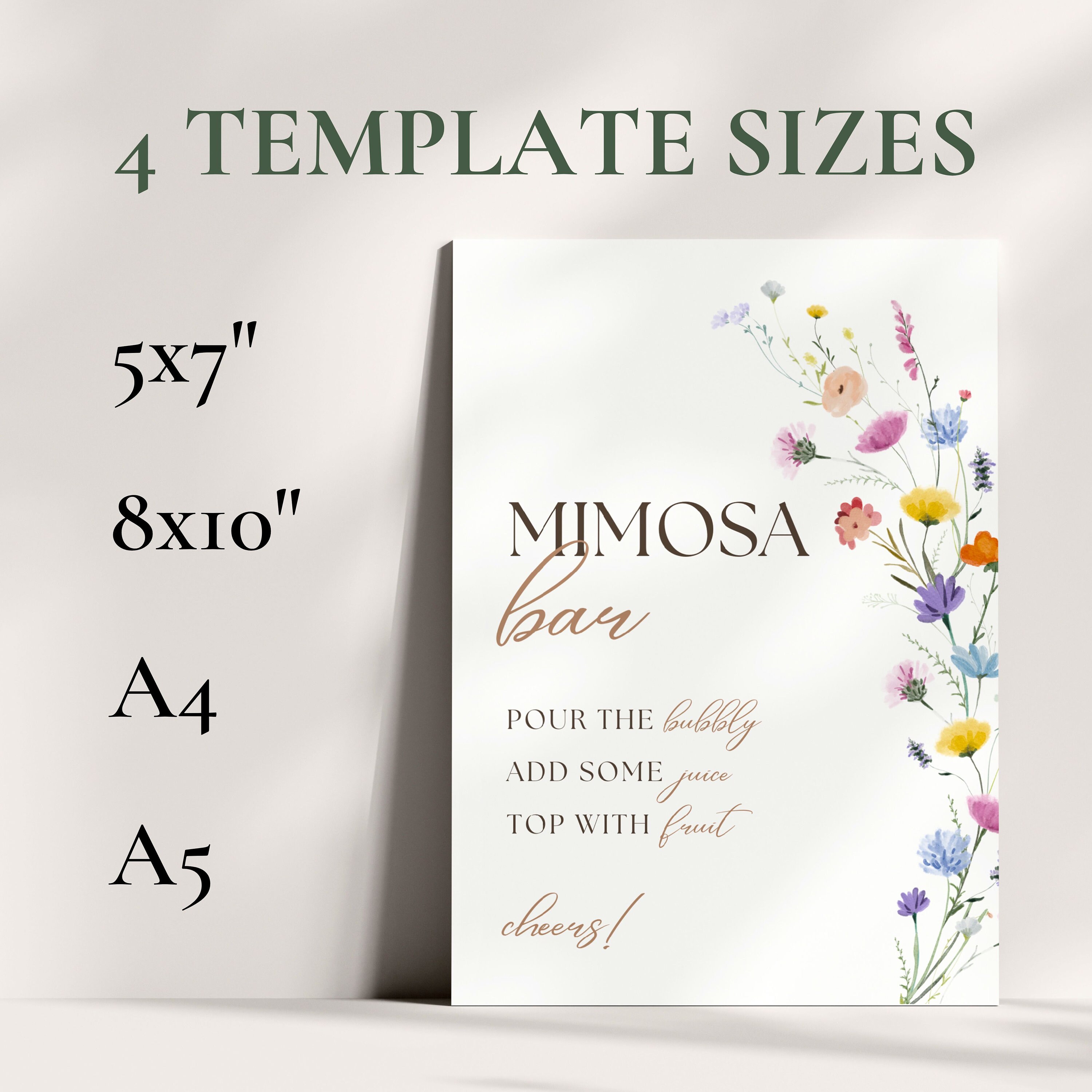 Mimosa Bar Sign Boho Bridal Shower Wildflower Mimosa Sign - Etsy