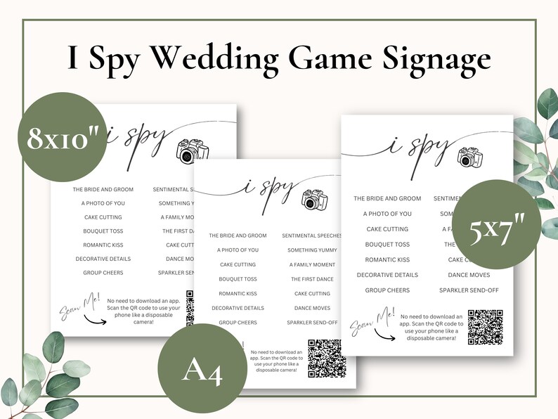I Spy Wedding Game With QR Code Wedding Photo Hunt Game - Etsy