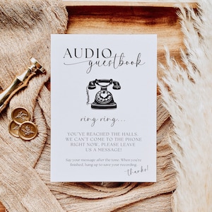 Telephone Guest Book Sign Template | Wedding Audio Guestbook | Leave Me ...