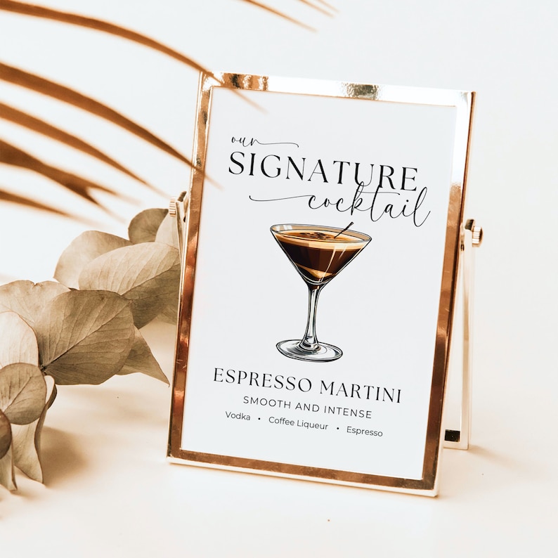 Espresso Martini Signature Drink Sign Signature Drink Decor Wedding Bar ...