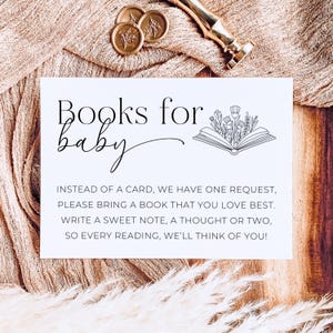 Printable Books for Baby Shower Invite Insert Card, Modern Minimalist ...