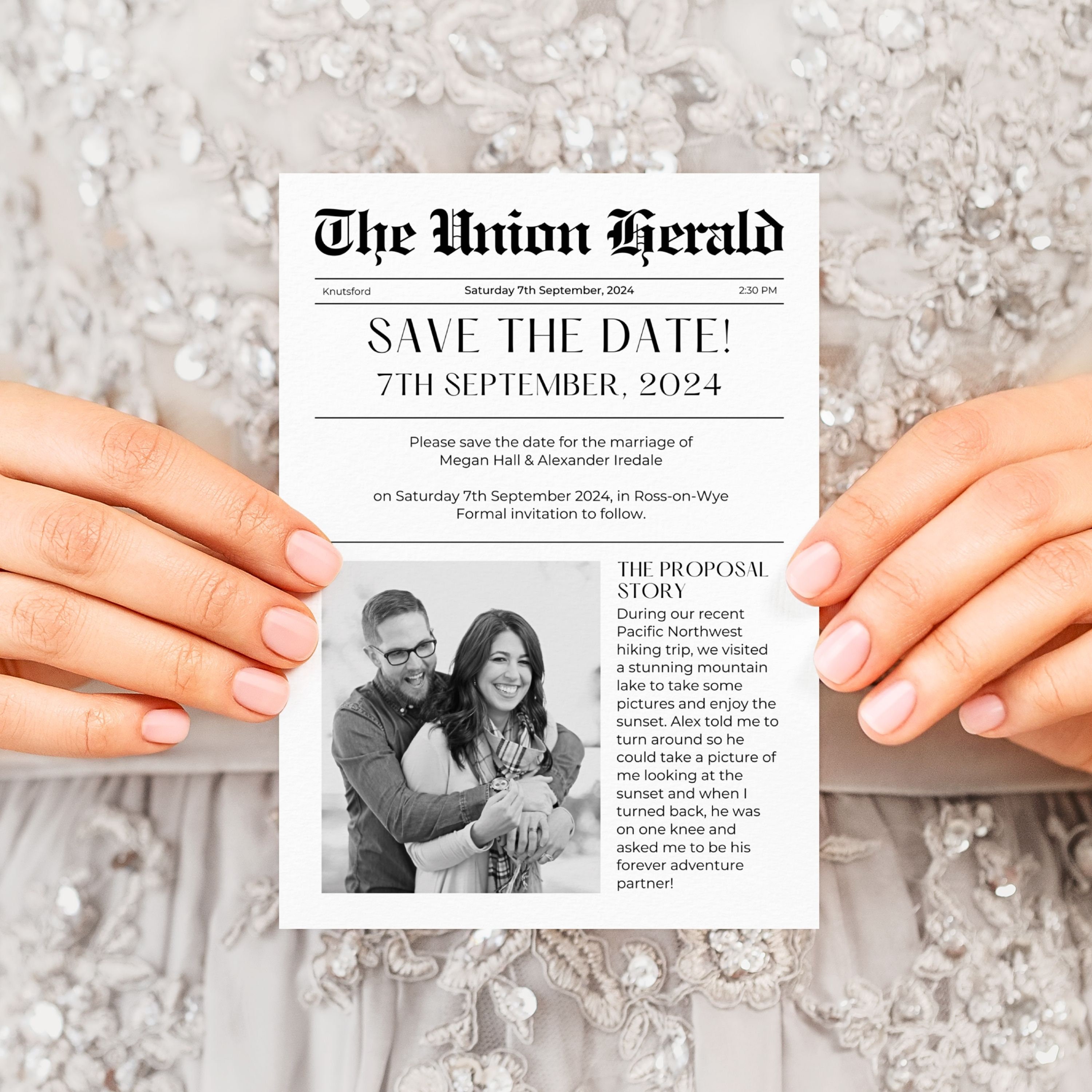Wedding Newspaper Save the Date Template Photo Save the Date Wedding ...