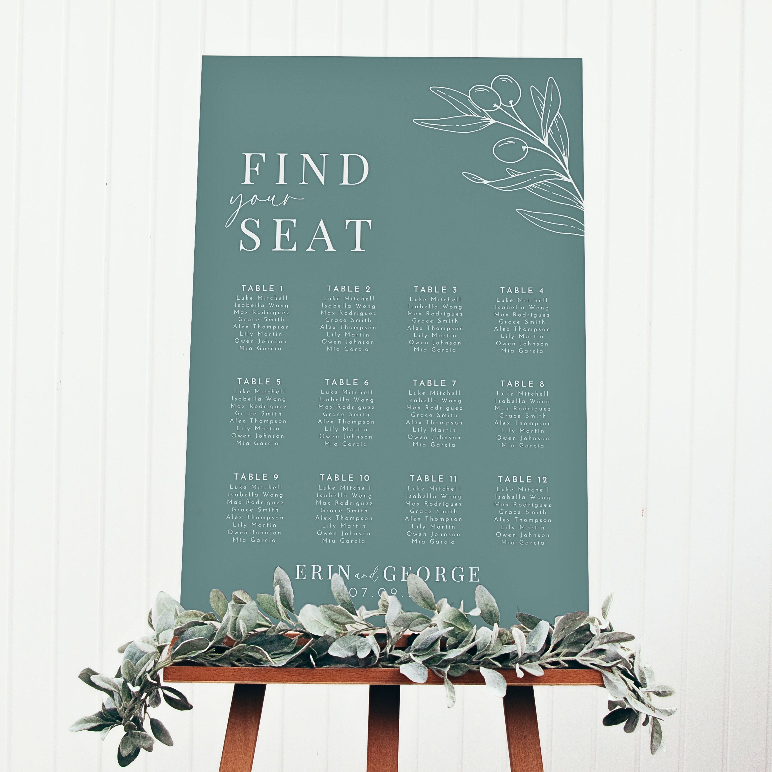 Sage Green Seating Chart Modern Seating Plan Printable - Etsy