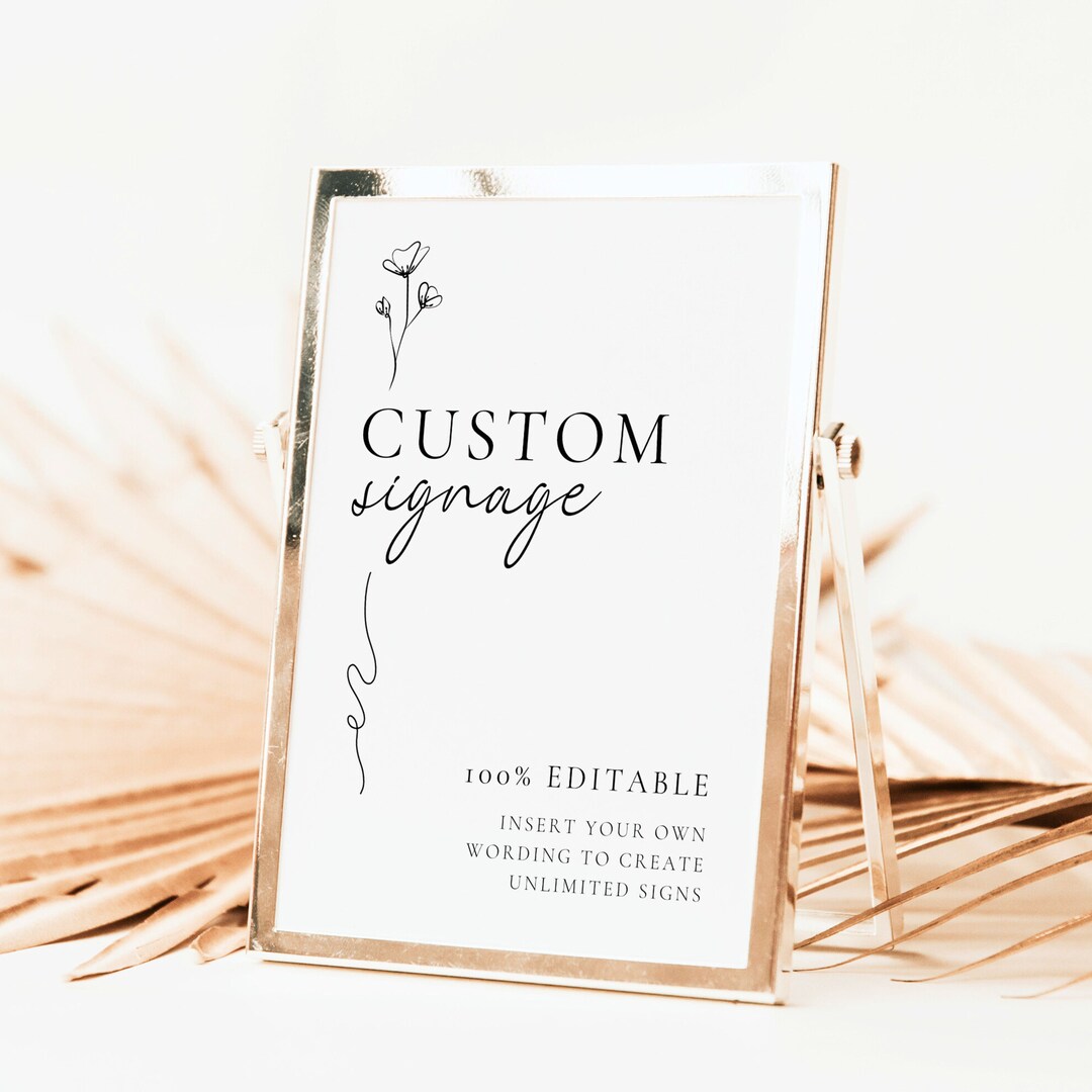 Modern Minimalist Wedding Sign Template | Modern Custom Sign Printable ...