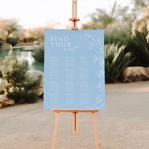 Tableau des tables de mariage floral, panneau de table imprimable plan ...