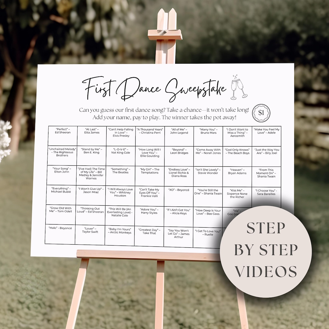 Wedding First Dance Sweepstake Personalized Reception Game, Unique Fun ...