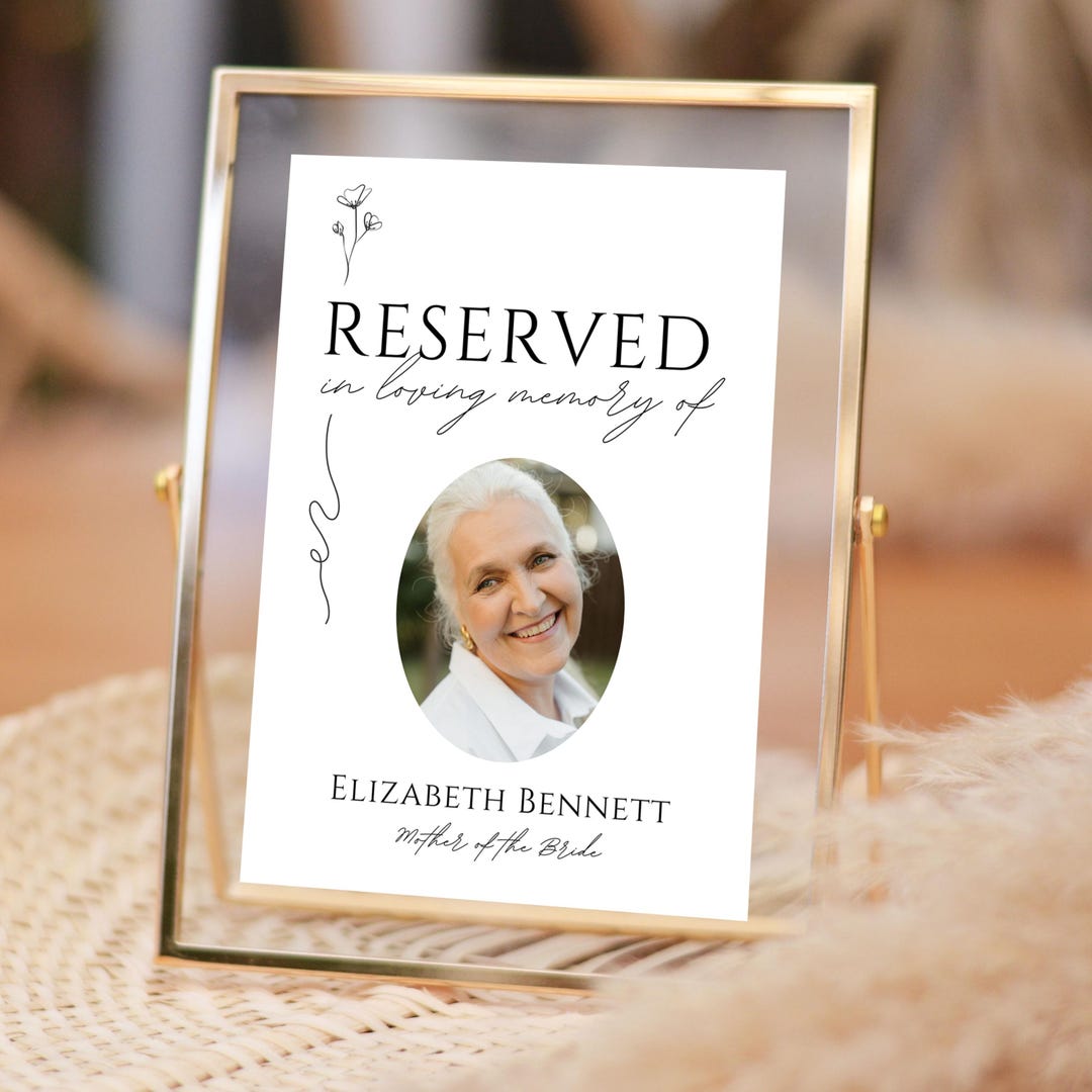 Reserved Sign Wedding in Loving Memory Sign Mother of the Bride, Mother ...