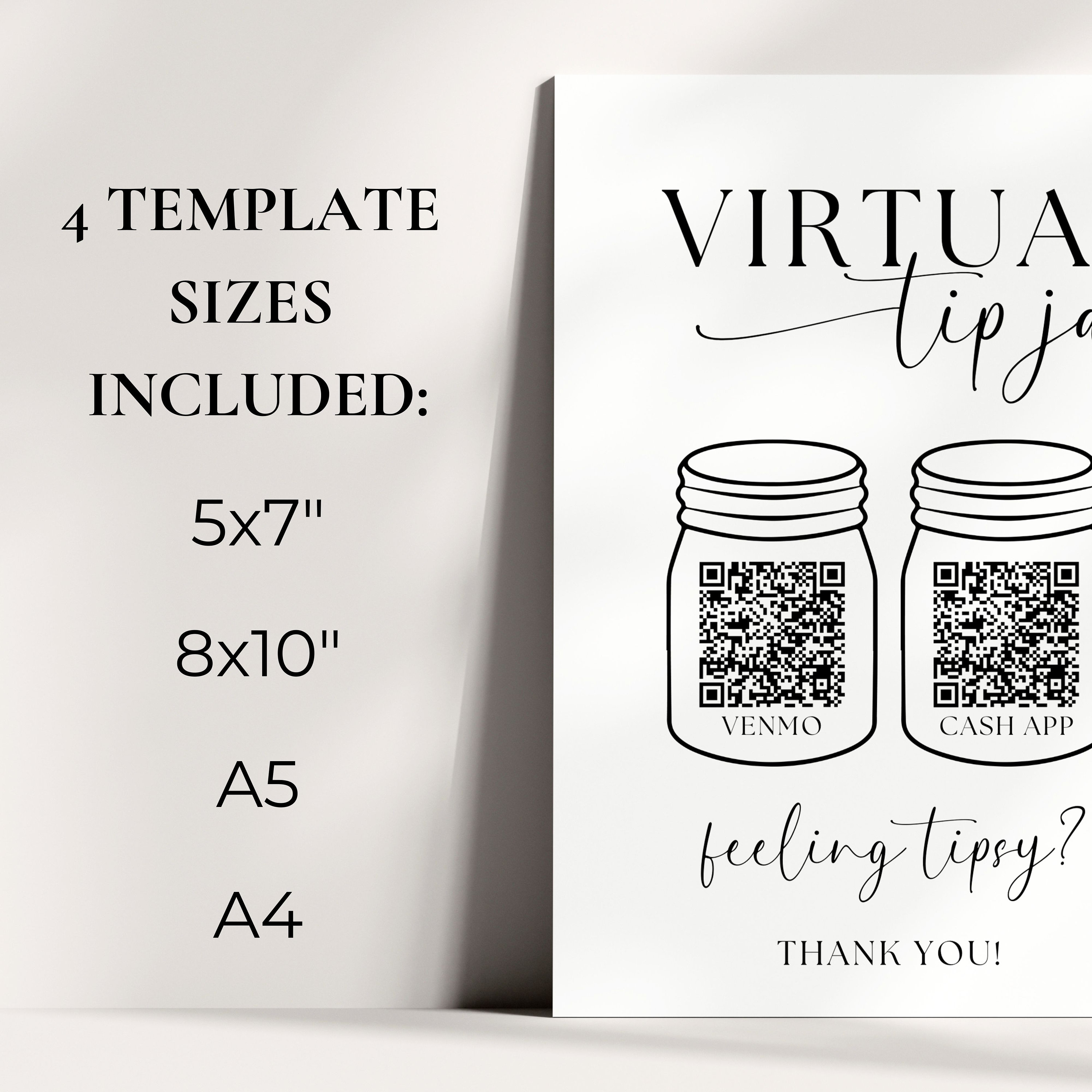 Virtual Tip Sign Wedding Virtual Tip Jar Bar Sign Feeling Tipsy Sign ...