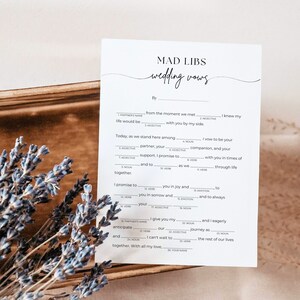 Wedding Vow Mad Libs | Bridal Shower Game | Bridal Shower or Wedding ...