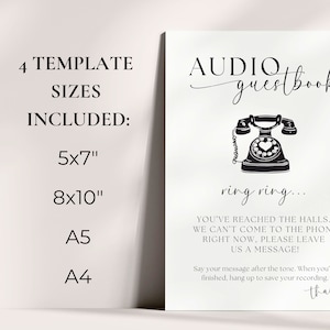 Telephone Guest Book Sign Template | Wedding Audio Guestbook | Leave Me ...