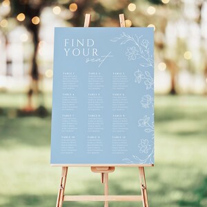 Tableau des tables de mariage floral, panneau de table imprimable plan ...