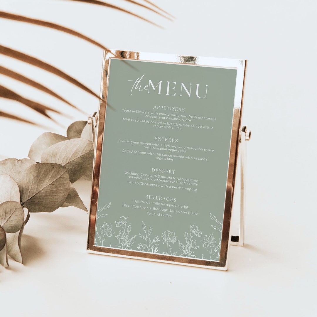 Wedding Menu Table Sign Restaurant Menu Sign Printable - Etsy