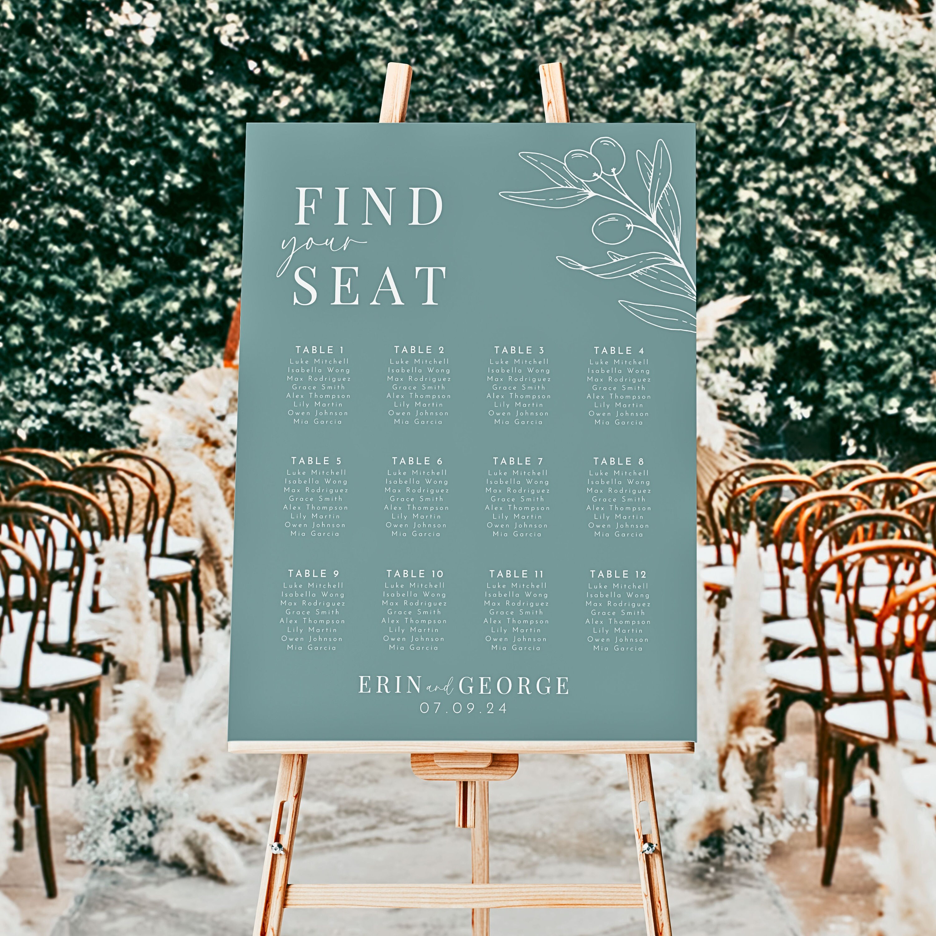 Sage Green Seating Chart Modern Seating Plan Printable - Etsy Australia