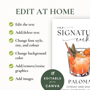 Bar Sign Paloma | Signature Drinks Sign | Our Signature Cocktail ...